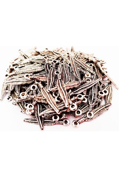 Subu Takı 50 Adet Döküm Yaprak Takı Ucu Döküm Boncuk Antik Gümüş Kaplamalı