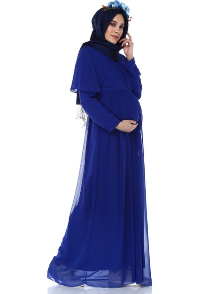 Moda Labio Babyshower Melek Kol Tesettür Saks Mavi Hamile Elbisesi Moda Labio Babyshower Melek Kol Tesettür Saks Mavi Hamile Elbisesi