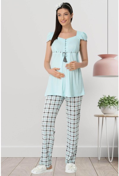 Ekoseli Lohusa Pijama Takım Mecit 5404