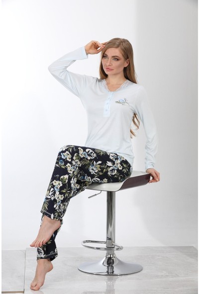 Etoile Büyük Beden Uzun Kol Bambu Pijama Takımı / 98176