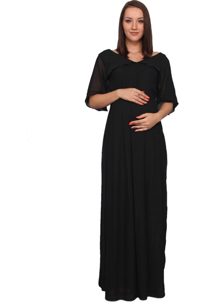 Moda Labio Babyshower Melek Kol Siyah Hamile Elbisesi Moda Labio Babyshower Melek Kol Siyah Hamile Elbisesi