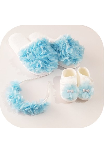 Azebu Lohusa Terliği Lohusa Tacı ve Bebek Patik