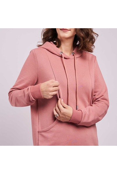 Mamma Lattes Hamile ve Emzirme Pamuklu Kapşonlu Sweatshirt, Gül Kurusu Mamma Lattes Hamile ve Emzirme Pamuklu Kapşonlu Sweatshirt, Gül Kurusu