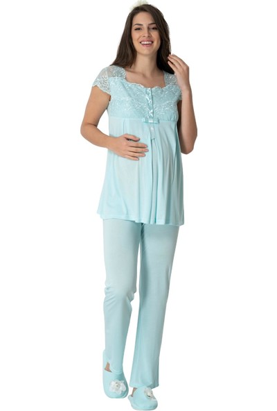 Mecit Pijama 5418 Dantel Detaylı Lohusa Pjama Takımı