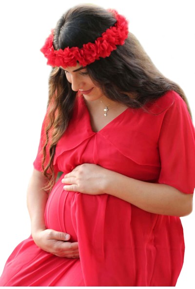 Moda Labio Babyshower Melek Kol Kırmızı Hamile Elbisesi Moda Labio Babyshower Melek Kol Kırmızı Hamile Elbisesi