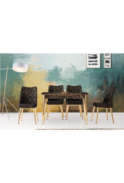 Cheetah Milano Masa / Siyah Taş + 4 Adet Sandalye Cheetah Milano Masa / Siyah Taş + 4 Adet Sandalye