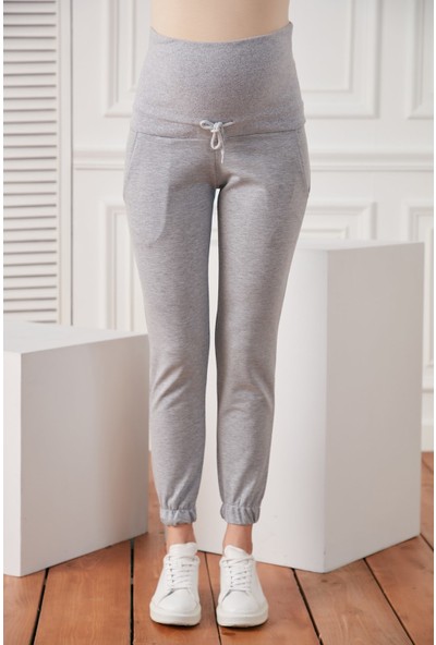 Görsin Hamile Gör&sin Paçası Lastikli Gri Hamile Eşofman