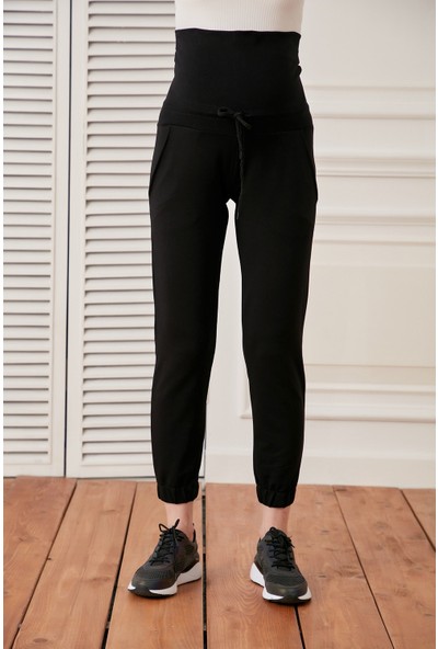 Görsin Hamile Gör&sin Paçası Lastikli Siyah Hamile Eşofman