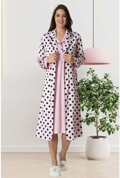 Carpediem 1553 Puantiyeli Pembe Sabahlıklı Lohusa Gecelik Takım Carpediem 1553 Puantiyeli Pembe Sabahlıklı Lohusa Gecelik Takım