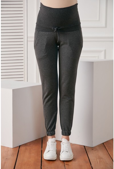 Görsin Hamile Gör&sin Paçası Lastikli Füme Hamile Eşofman