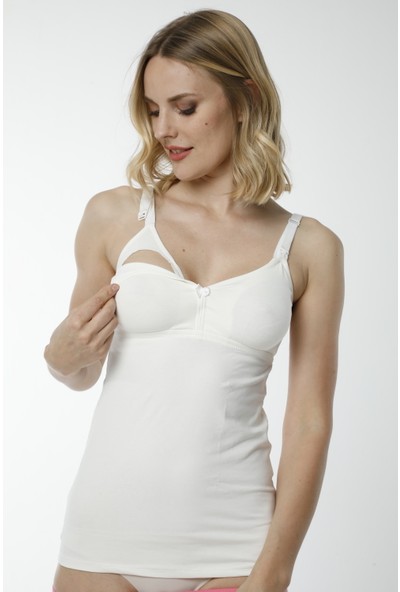 Hmd Kadın %100 Pamuk Ekru Askılı Emzirme Atleti & Rahat Doku Hmd Kadın %100 Pamuk Ekru Askılı Emzirme Atleti & Rahat Doku