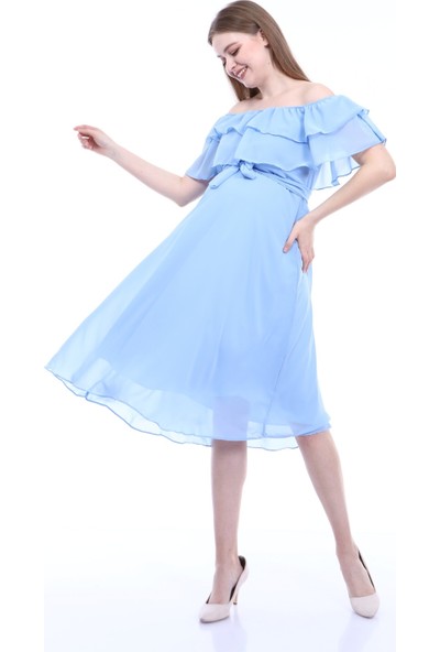 Ada Style Carmen Yaka Şifon, Hamile Elbise, Bebemavi