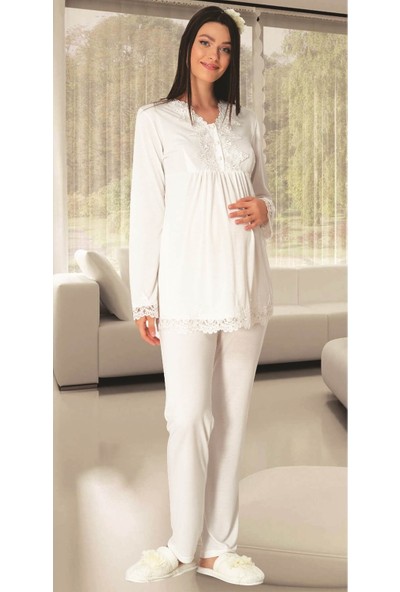 Carpediem L.r. Ekru 1501 Hamile Lohusa Pijama Takımı Carpediem L.r. Ekru 1501 Hamile Lohusa Pijama Takımı