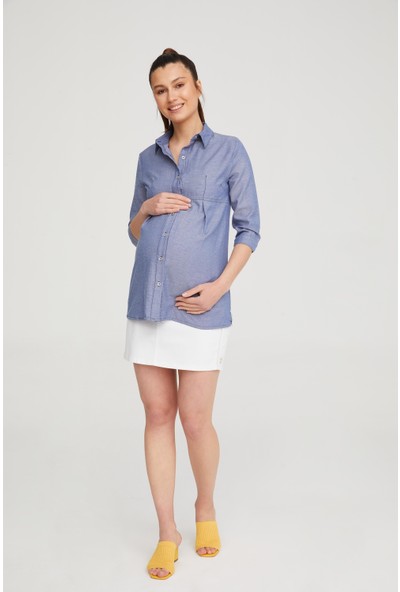 Hamile Gömlek Mavi 1077 Hamile Gömlek Mavi 1077