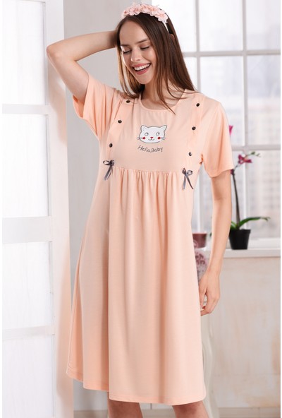 Emose Lohusa Kadın Gecelik Somon