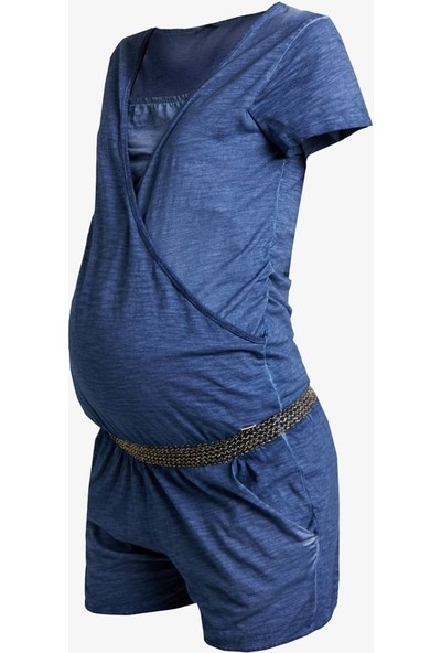 Perla Blanca Lacivert Emzirme Özellikli Hamile Hamile Tulum