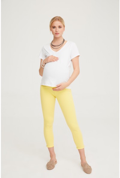 Hamile Süper Strech Tensel Skinny Fit Pantolon Sarı 1082 Hamile Süper Strech Tensel Skinny Fit Pantolon Sarı 1082