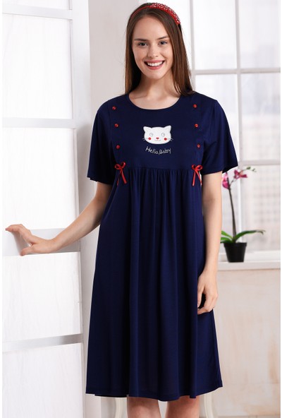 Emose Lohusa Kadın Gecelik Lacivert