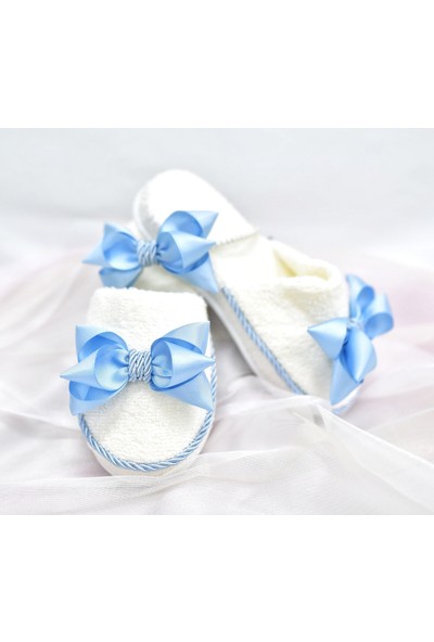 Mina'nın Düşleri Mavi Kurdelalı Bukle Lohusa Terlik Seti