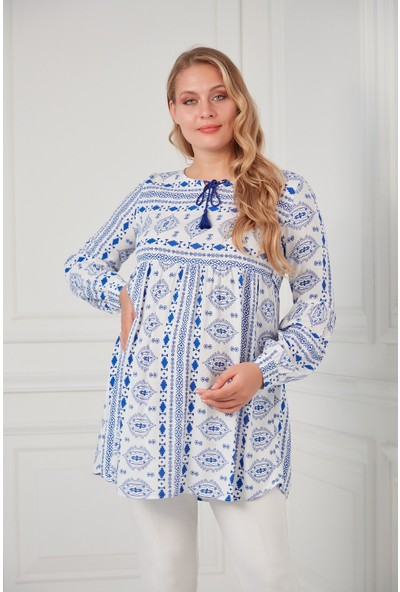 Gör&sin Bağcık Detaylı Hamile Saks Tunik 42 Gör&sin Bağcık Detaylı Hamile Saks Tunik 42