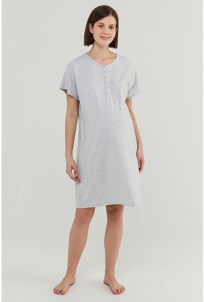 Penti Açık Gri Melanj Mama Henley Elbise