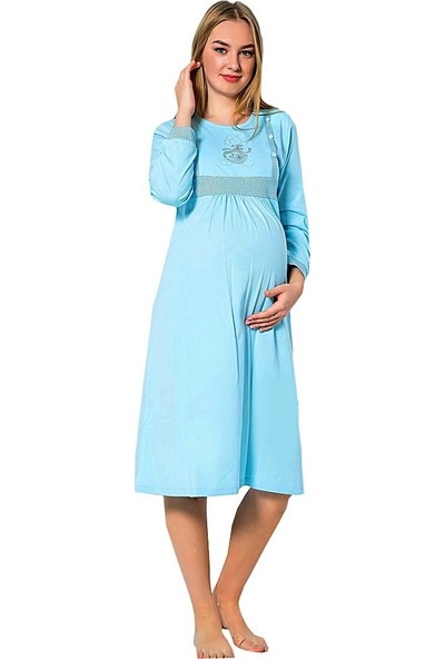 Alimer Uzun Kollu Penye Hamile Lohusa Gecelik Alimer Uzun Kollu Penye Hamile Lohusa Gecelik