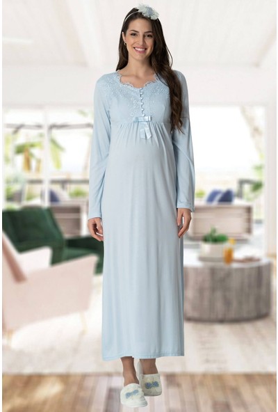 Mecit 5415 Mavi Hamile Lohusa Gecelik Mecit 5415 Mavi Hamile Lohusa Gecelik