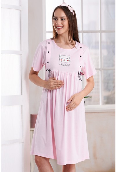 Emose Lohusa Kadın Gecelik Pembe Emose Lohusa Kadın Gecelik Pembe