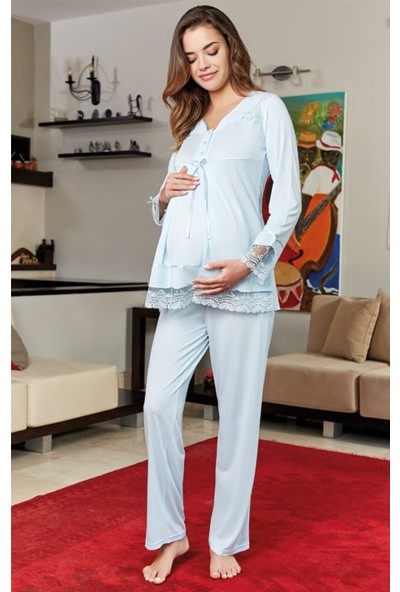 Bone Hakim Yaka Lohusa 3'lü Pijama 4639 Turkuaz Bone Hakim Yaka Lohusa 3'lü Pijama 4639 Turkuaz