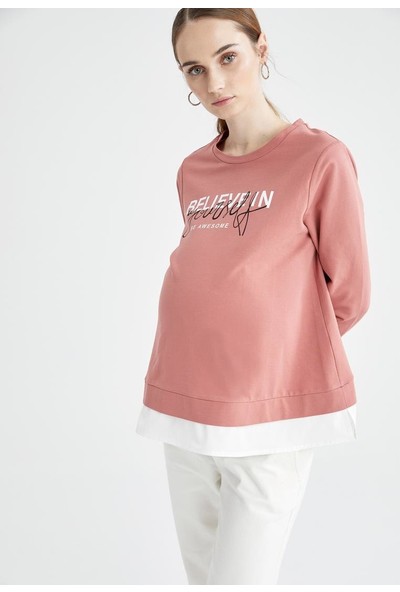 DeFacto Hamile Slogan Baskılı Sweatshirt T9113AZ21SP