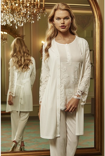 Barina 768 Kadın Cotton Hamile / Lohusa Üçlü Pijama Seti Barina 768 Kadın Cotton Hamile / Lohusa Üçlü Pijama Seti