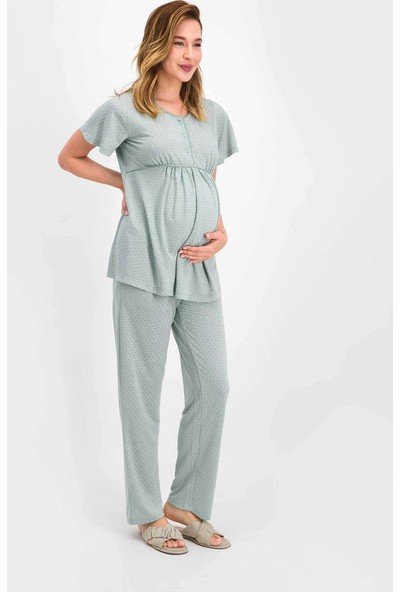 Pierre Cardin Spotted Mint Yeşili Kadın Lohusa Pijama Takımı Pierre Cardin Spotted Mint Yeşili Kadın Lohusa Pijama Takımı