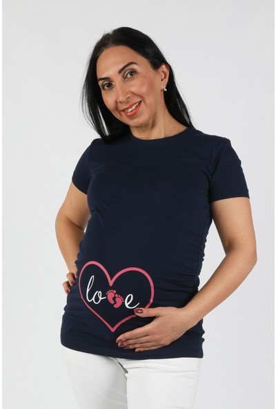 Balins Hamile Love Tişört Lacivert Pembe Balins Hamile Love Tişört Lacivert Pembe