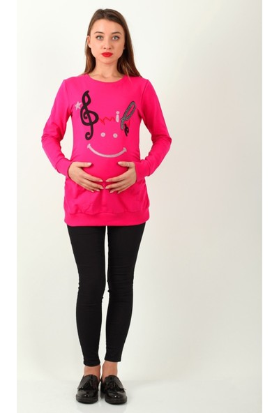 Görsin Smile Hamile Sweat 8345 Fuşya