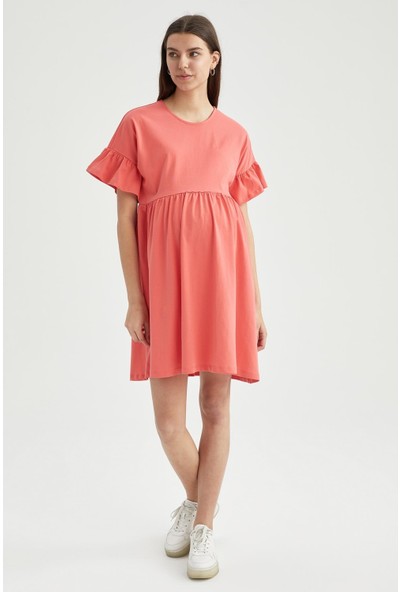 Defacto Oversize Fit Volan Detaylı Kısa Kollu Yazlık Hamile Elbisesi U6498AZ21SP Defacto Oversize Fit Volan Detaylı Kısa Kollu Yazlık Hamile Elbisesi U6498AZ21SP