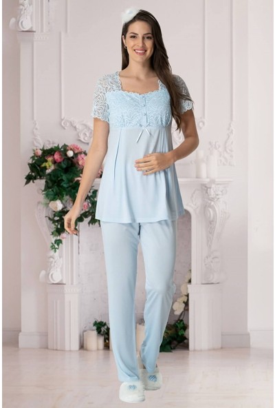Carpediem Kadın Mavi Lohusa Pijama Takımı Carpediem Kadın Mavi Lohusa Pijama Takımı