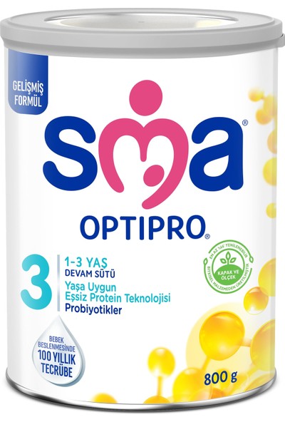 SMA Probiyotikli Sma Optıpro 3 Numara 800 gr 1-3 Yaş Devam Sütü SMA Probiyotikli Sma Optıpro 3 Numara 800 gr 1-3 Yaş Devam Sütü