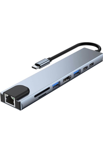 Wozlo 8 In 1 Type C To 4K HDMI, Sd/ Tf Kart Okuyucu, 2 USB 3.0, USB-C Pd Ethernet Çevirici Kablo Wozlo 8 In 1 Type C To 4K HDMI, Sd/ Tf Kart Okuyucu, 2 USB 3.0, USB-C Pd Ethernet Çevirici Kablo