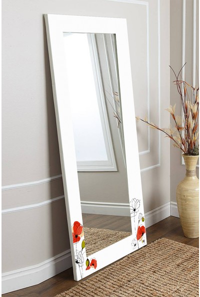 Hediyeler Kapında Minimal Çiçekler Dekoratif Boy Aynası 150X60CM