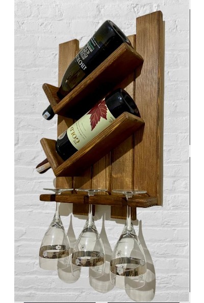 Şeref Ticaret Dekoratif Ahşap Duvar Tipi Şarap ve Içki Standı