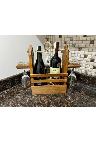 Şeref Ticaret Dekoratif 2'li Ahşap Şarap ve Içki Standı