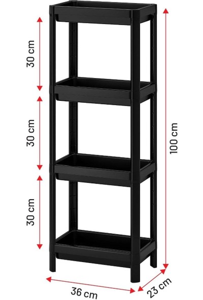 Mim Life Banyo Raf Ünitesi Siyah Banyo Düzenleyici Şampuanlık Dolap Raf