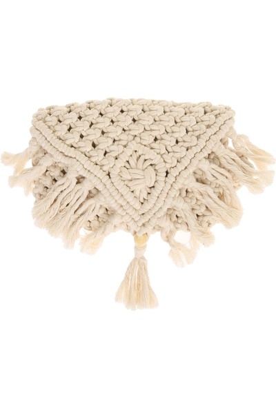 Aysun Handmade Makrome Örgü Kadın Beyaz Bel Çantası - 