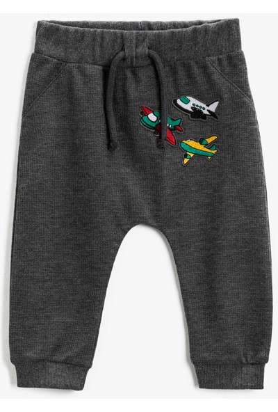 Koton Jogger Eşofman Altı Uçak Baskılı Belden Bağlamalı