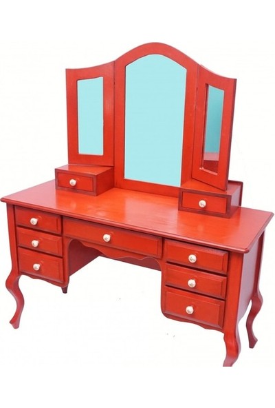 Bengi Makyaj Masası Kırmızı 5 Çekmeceli