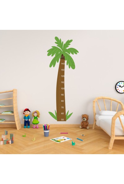 Sepet Yıldızı Palmiye Ağacı Baskılı Çocuk Odası Boy Ölçer Sticker 50X135 cm