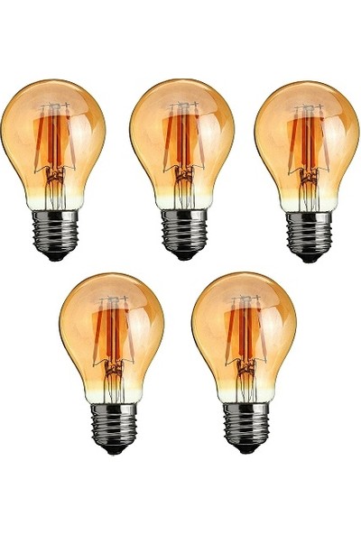 Orbus Dekoratif A60 6W Amber Sarı Işık Rustik LED Ampul 5'li Paket Orbus Dekoratif A60 6W Amber Sarı Işık Rustik LED Ampul 5'li Paket