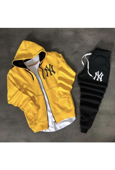 Amor Man Kapüşonlu New York Yankees Baskılı Tam Fermuarlı Içi Komple Pamuk Dar Kesim Erkek Eşofman Takımı Amor Man Kapüşonlu New York Yankees Baskılı Tam Fermuarlı Içi Komple Pamuk Dar Kesim Erkek Eşofman Takımı