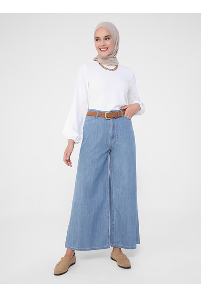 Refka Doğal Kumaşlı Rahat Kesim Kot Pantolon - Mavi - Refka Casual