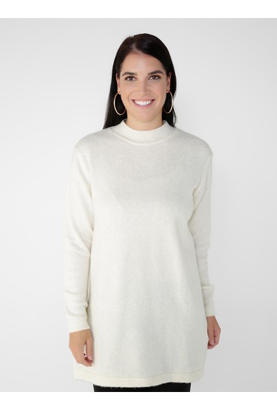 Alia Büyük Beden Balıkçı Yaka Triko Tunik - Kırık Ekru - Alia Alia Büyük Beden Balıkçı Yaka Triko Tunik - Kırık Ekru - Alia